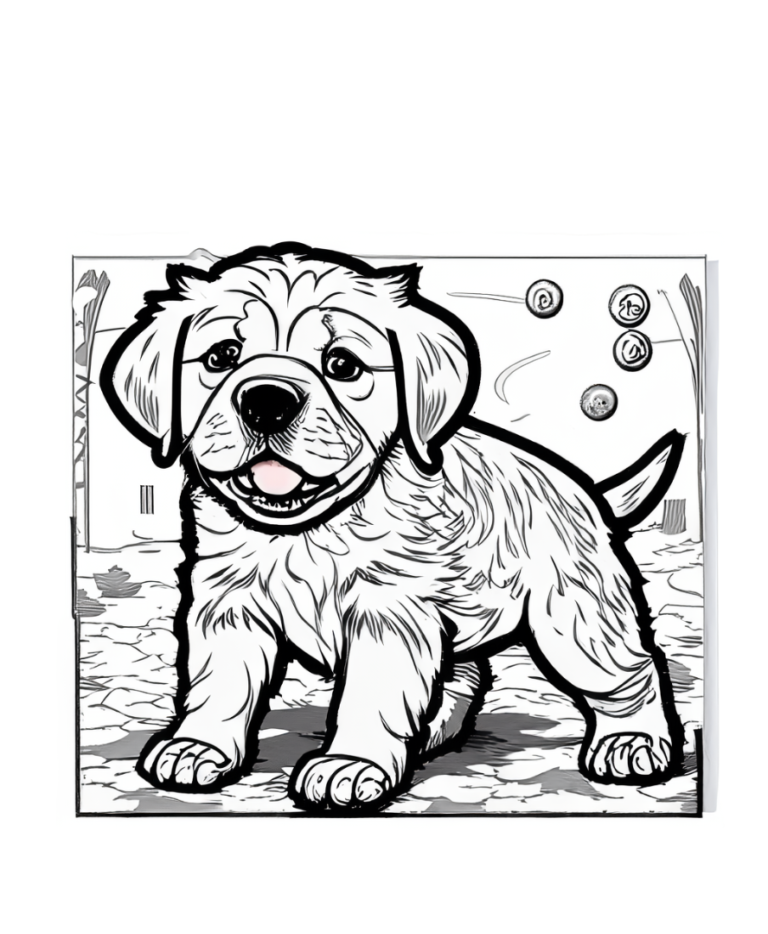 Coloring Pages of Golden Retriever Puppies